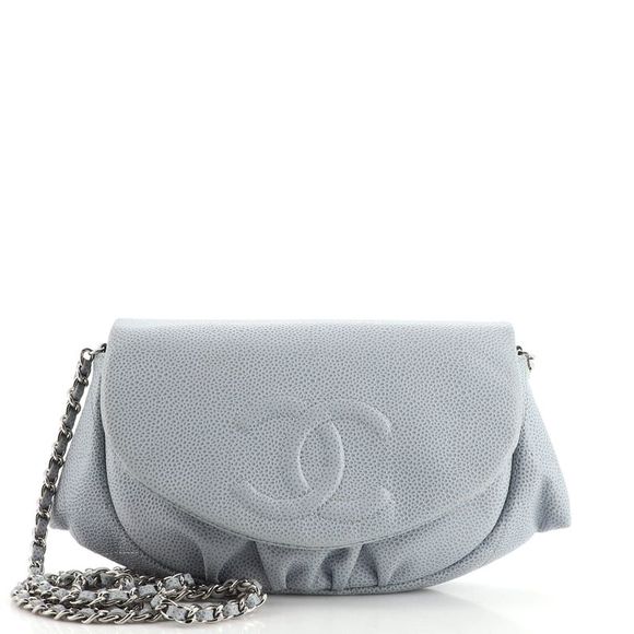 CHANEL | Bags | Chanel Half Moon Wallet On Chain Caviar Blue | Poshmark